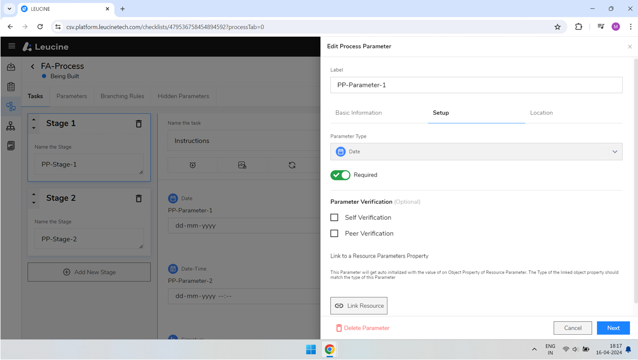 How to Enable Self-Verification for a Parameter During Process ...