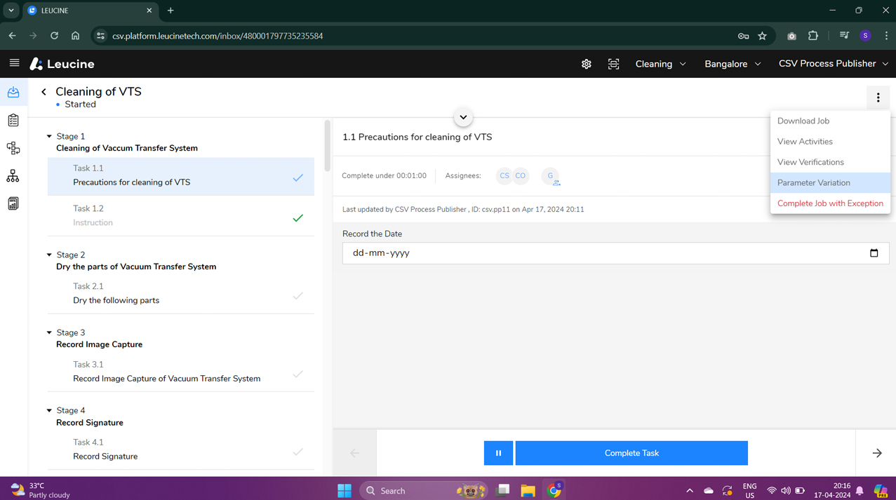 How to Set Planned Variation on a Task with Resource Parameter Validation